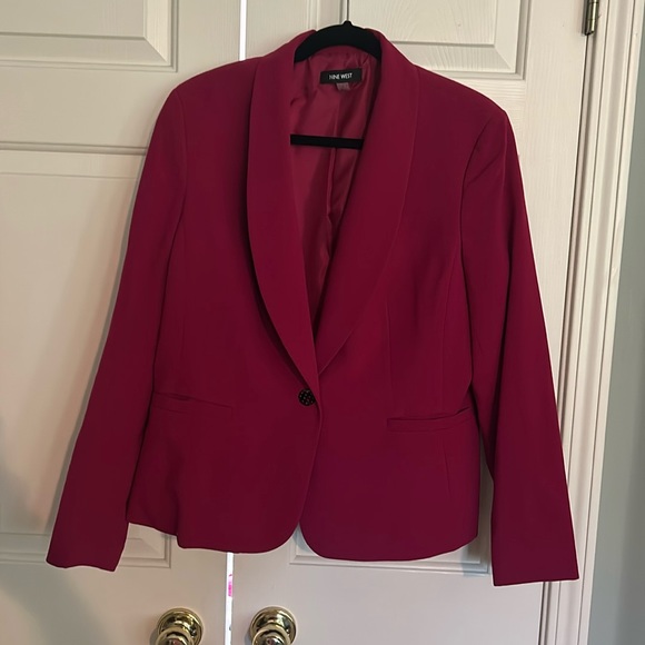 Nine West | Jackets & Coats | Raspberry Colored Blazer With Adorable ...